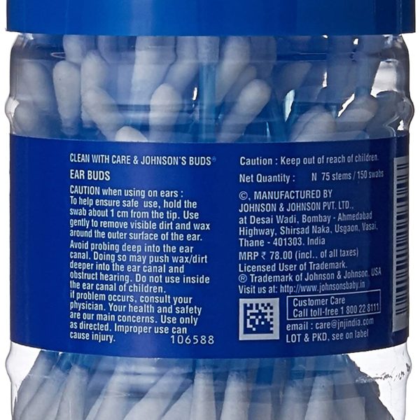 Johnson’s Gentle Ear Buds 75 N Stems / 150 Swabs Box – Healthwithherbal