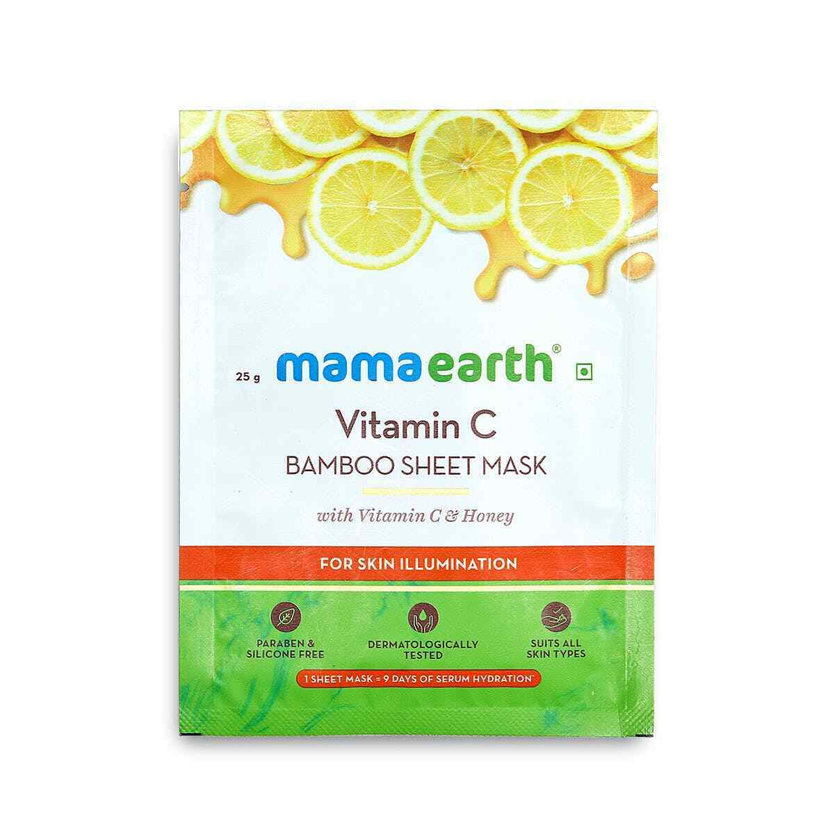 Mamaearth Vitamin C Bamboo Sheet Mask – Healthwithherbal